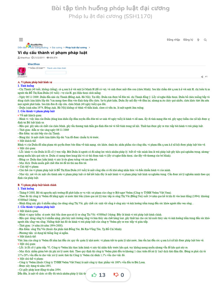 Bai Tap Tinh Huong Phap Luat Dai Cuong - Compress | PDF