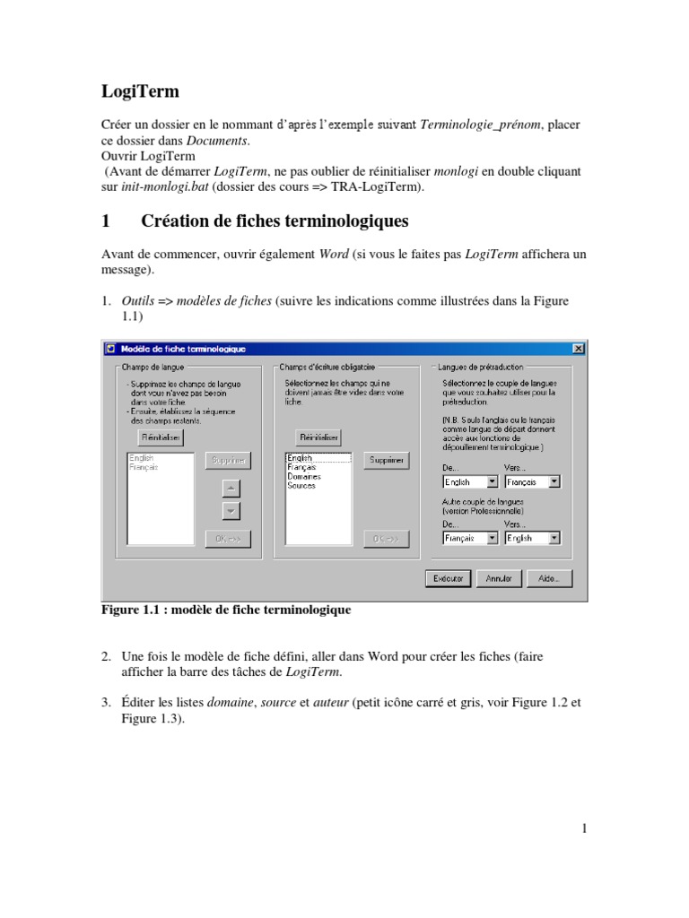 Guide d'utilisation de LogiTerm | PDF | Traductions | Microsoft Word