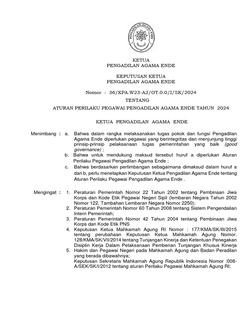 #36 SK ATURAN PRILAKU PEGAWAI-fix | PDF