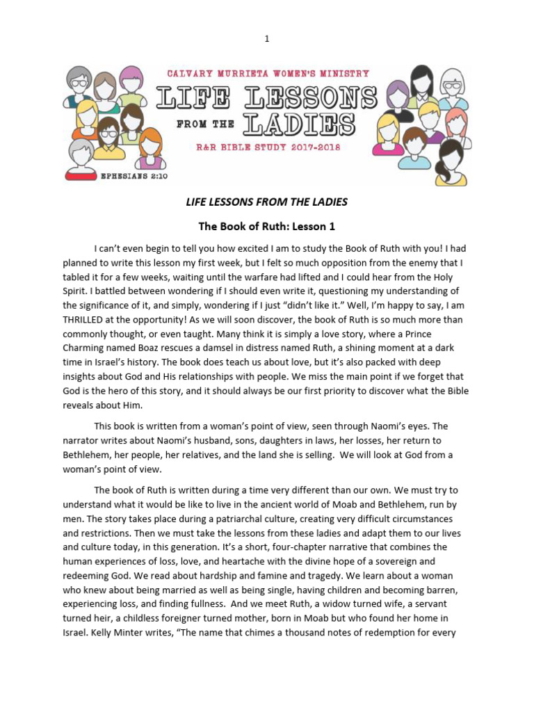 Life Lessons Pt1 Lesson 1 | PDF | Ruth (Biblical Figure) | Book Of Ruth