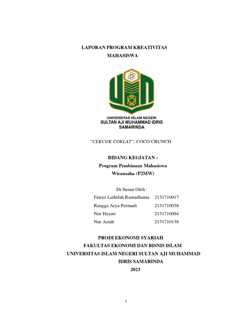 Laporan Program Kreativitas Mahasiswa | PDF