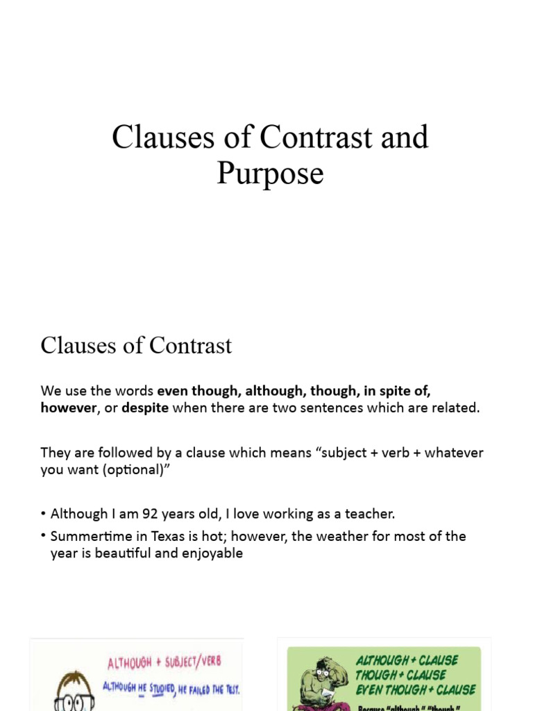 Clauses of Contrast and Purpose | PDF | Sentence (Linguistics) | Verb