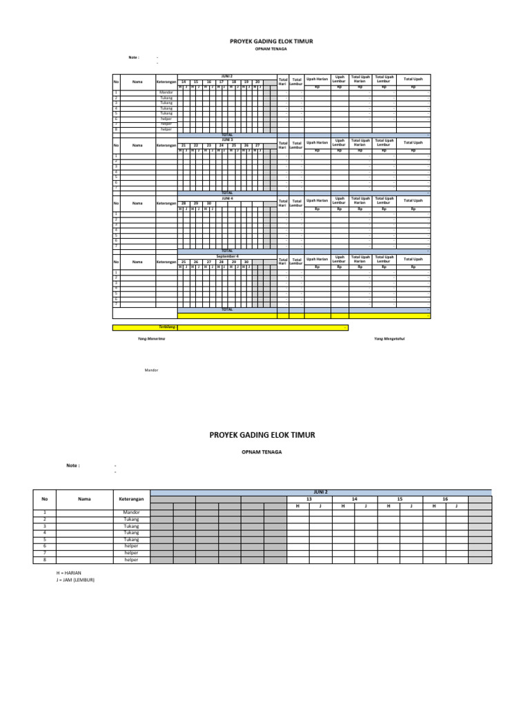 Absensi Tukang | PDF