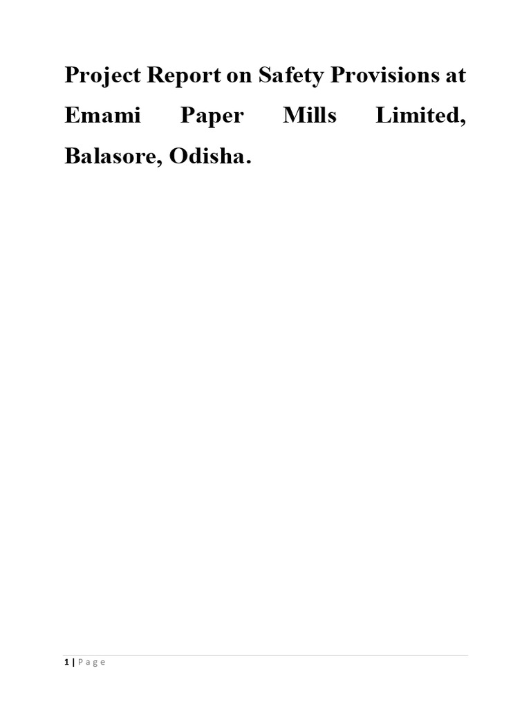 Project Report On Safety Provisions at Emami Paper Mills Limited PDF | PDF | Occupational Safety ...