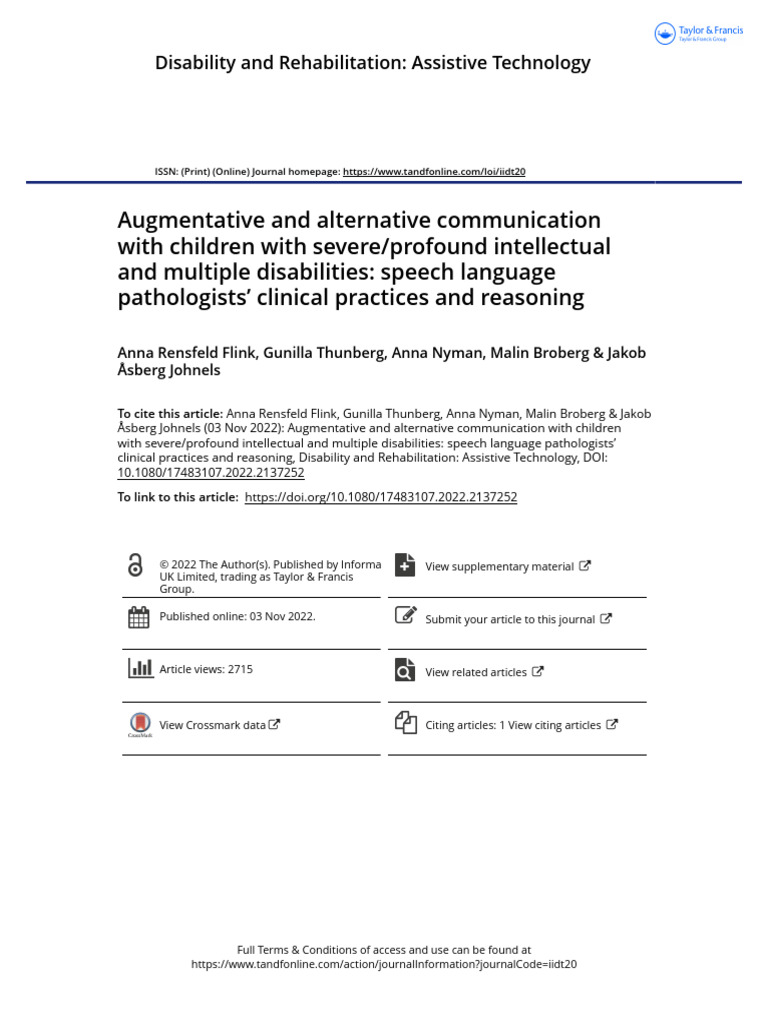 Augmentative and Alternative Communication With Children With Severe ...