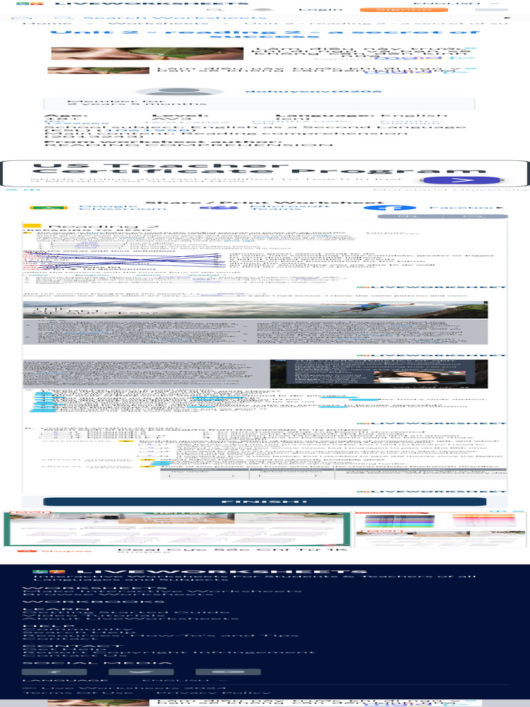 Unit 2 - Reading 2 - A Secret of Success Worksheet Live Worksheets 2 | PDF