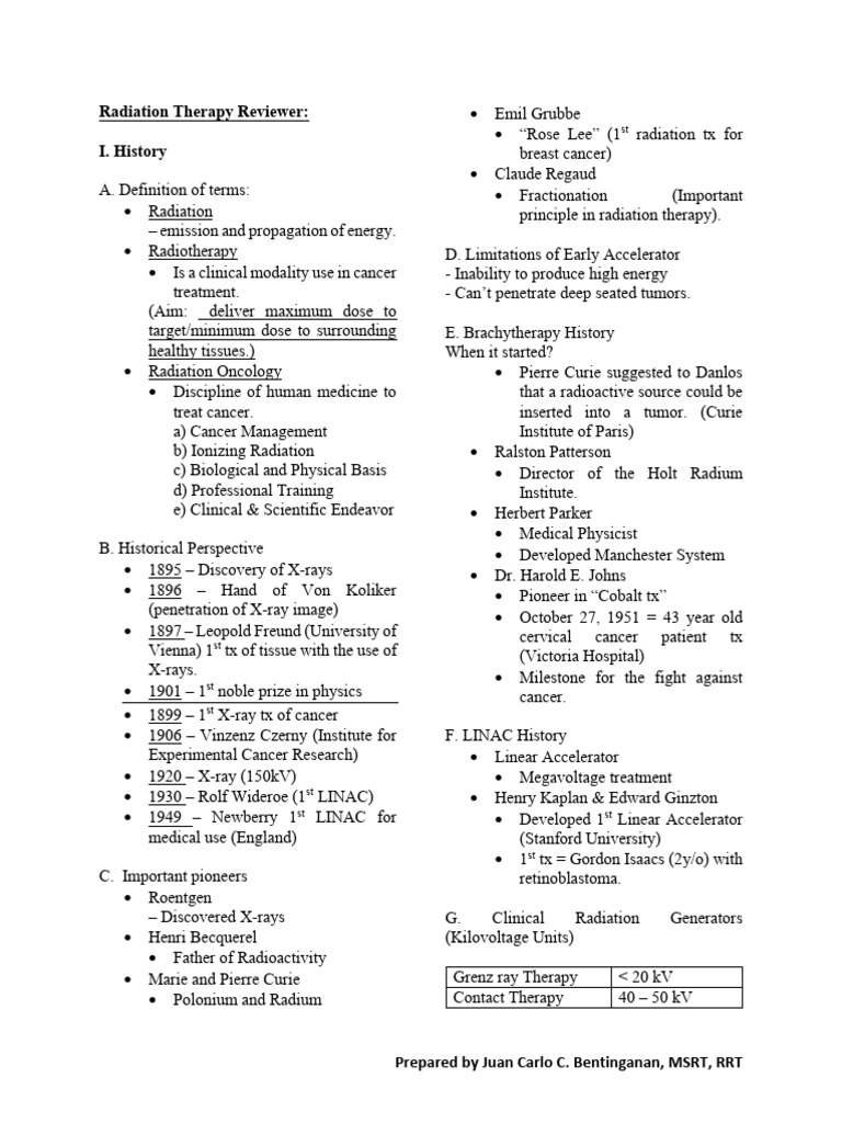 Radiation Therapy Reviewer | PDF | Radiation Therapy | Cancer