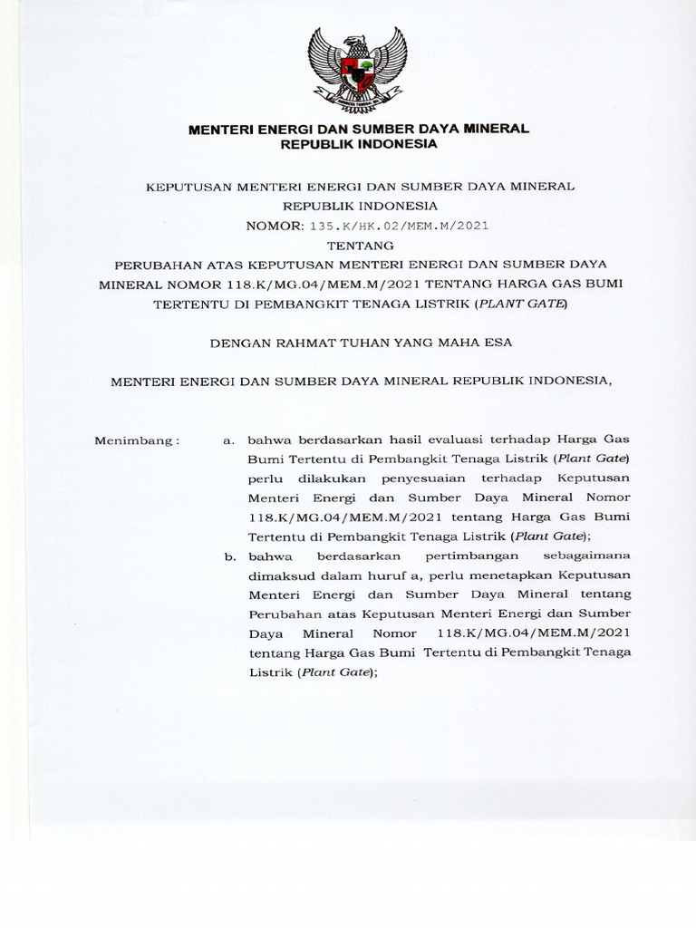 Kepmen ESDM No. 135.K_HK.02-MEM.M-2021 | PDF
