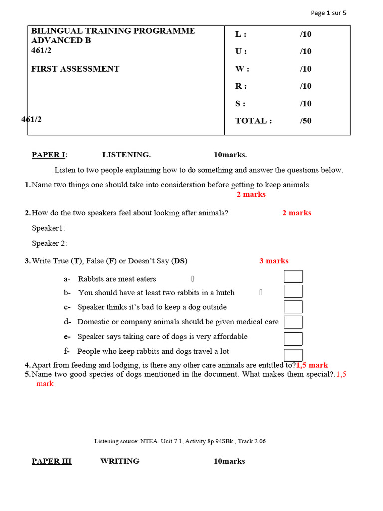 ADVANCED B test 1 | PDF | Forests | Logging