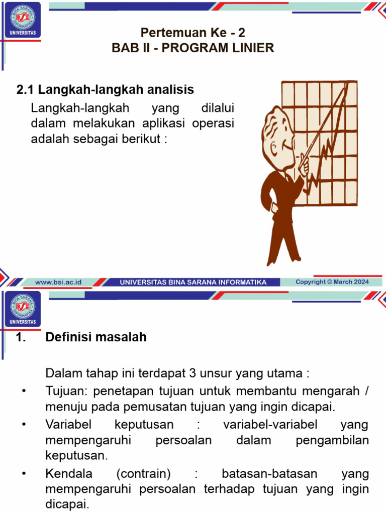 Pertemuan Ke - 2 Bab Ii - Program Linier: 2.1 Langkah-Langkah Analisis | PDF | Komputer