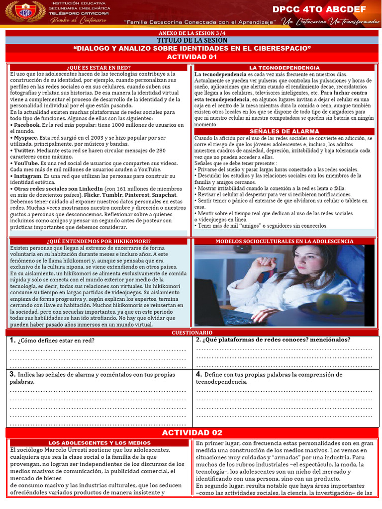 4to Anexo Identidades Ciberespacion | PDF | Adolescencia | Redes sociales