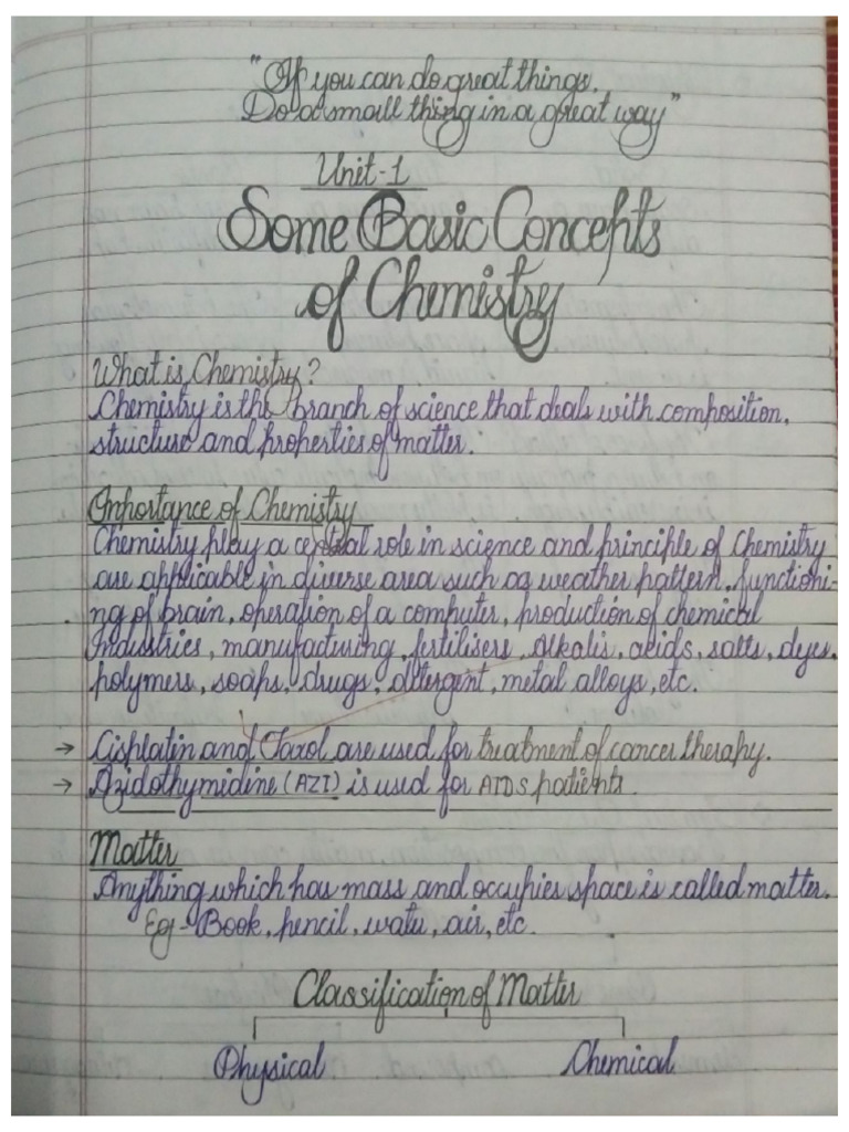 Chemistry - Unit 1 Some Basic Concept of Chemistry | PDF