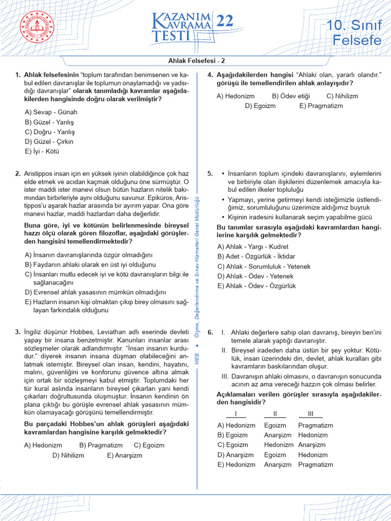 Sınıf Felsefe Felsefe | PDF