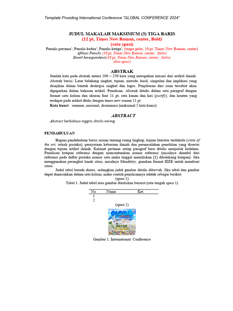 Template Prosiding Internasional - GLobal Conference 2024 | PDF