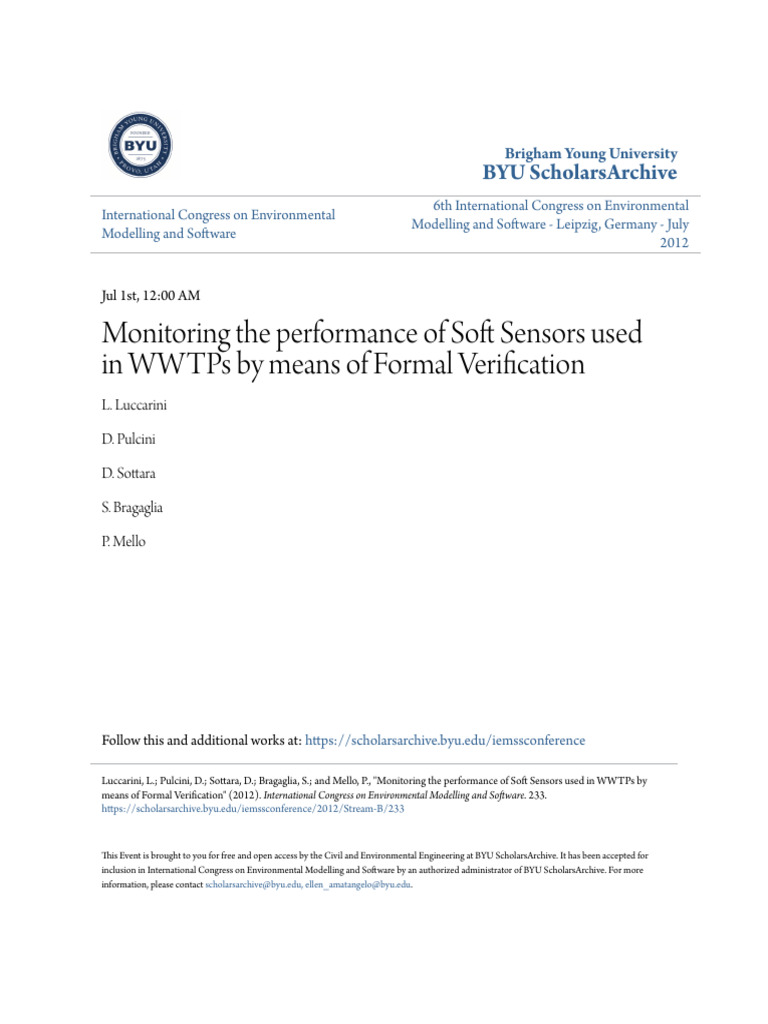 Monitoring The Performance of Soft Sensors Used in WWTPs by Means | PDF | Artificial Neural ...