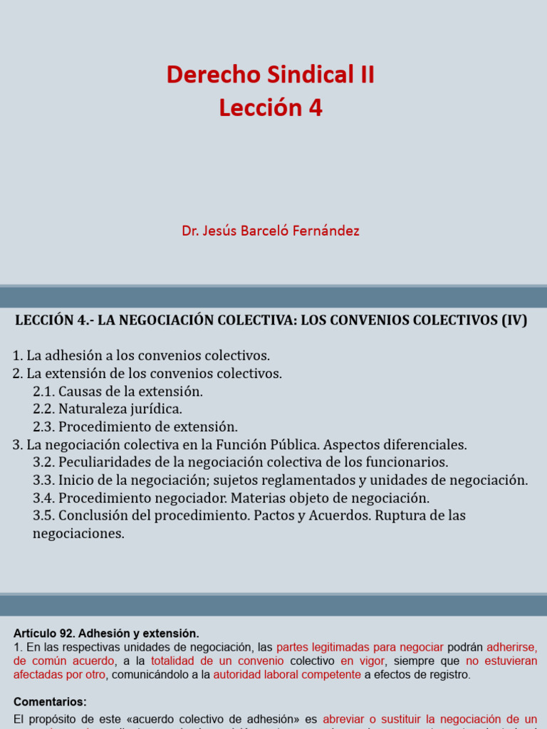 Lección 4 | PDF | Derecho laboral | Acuerdo colectivo