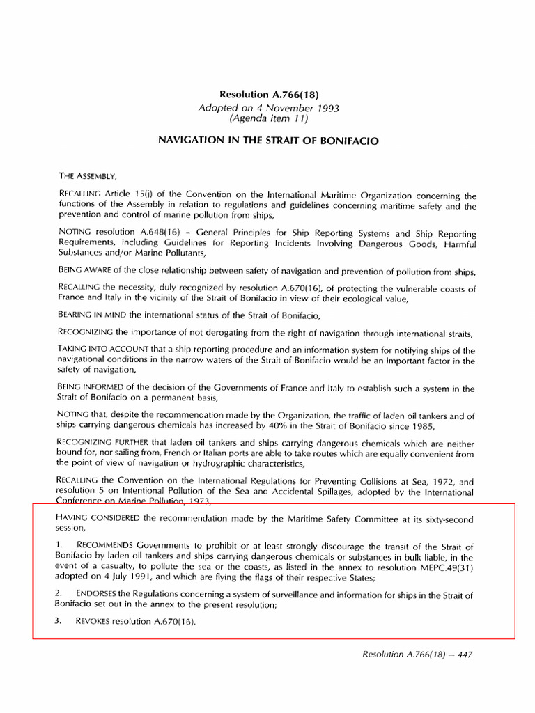 Bonifacio Strait Imo Recommendation | PDF