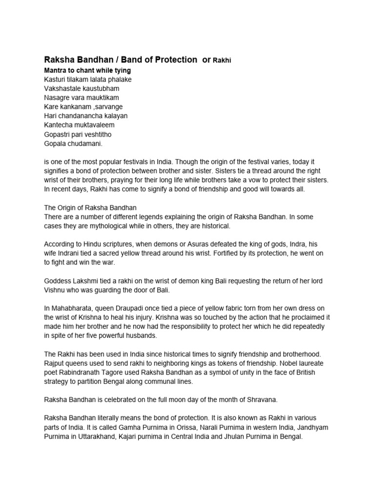 Raksha Bandan | PDF | Hindu Mythology | Hindu Deities