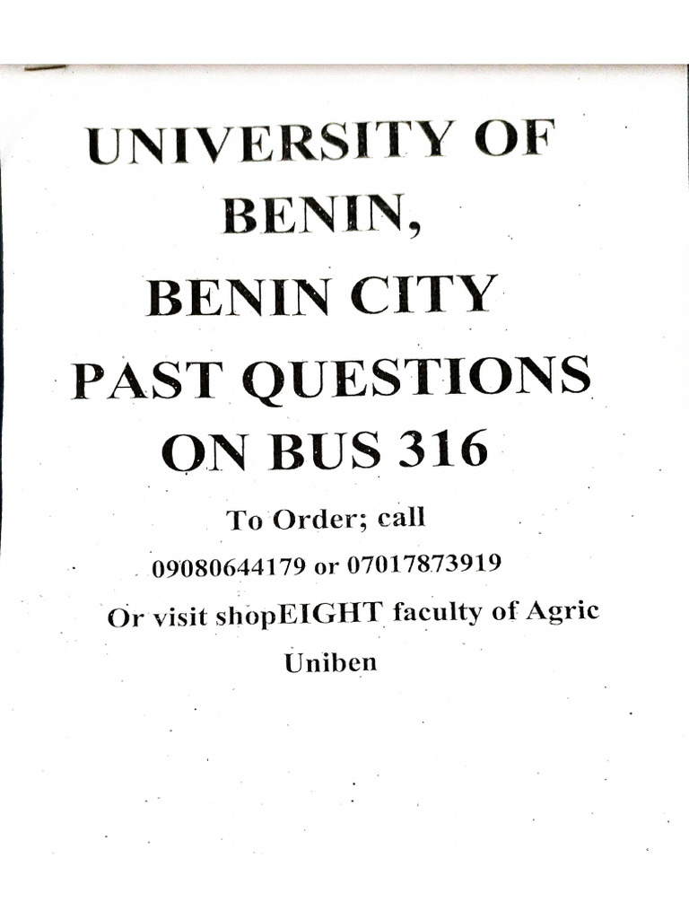 BUS 316 Past Questions | PDF