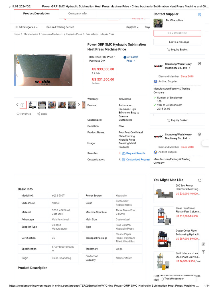 Power GRP SMC Hydraulic Sublimation Heat Press Machine Price - China Hydraulic Sublimation Heat ...