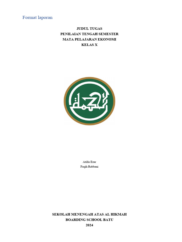 Format Laporan Pts Praktik (X) | PDF
