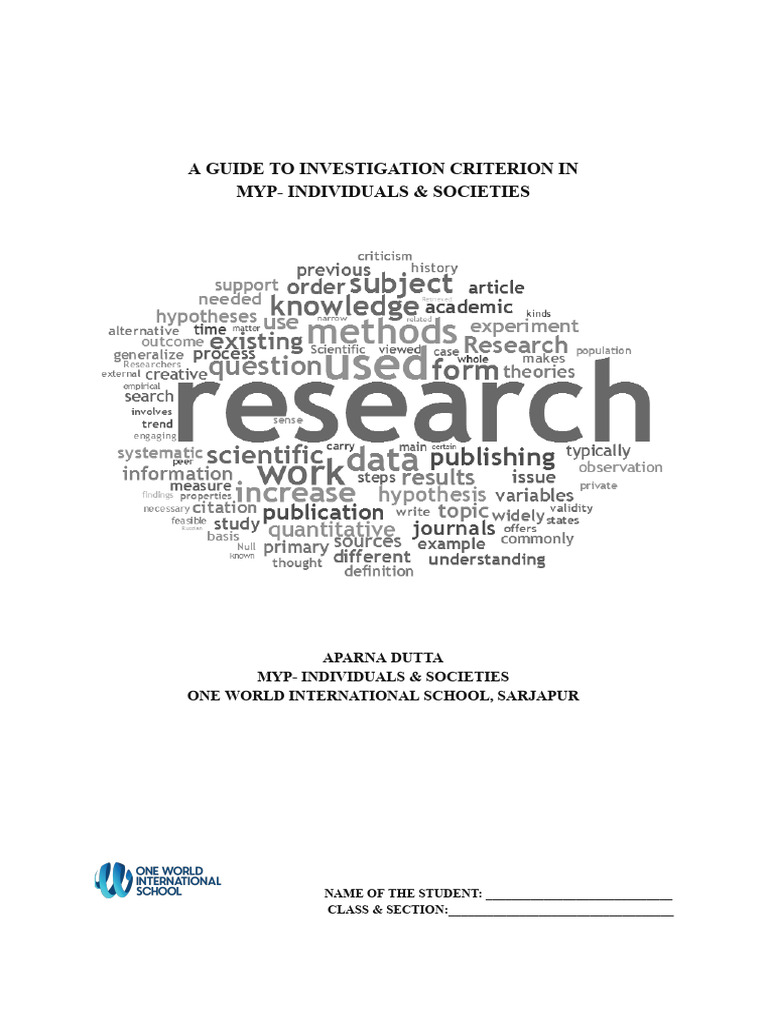 MYP Investigation Criterion Guide | PDF | Hypothesis | Qualitative Research