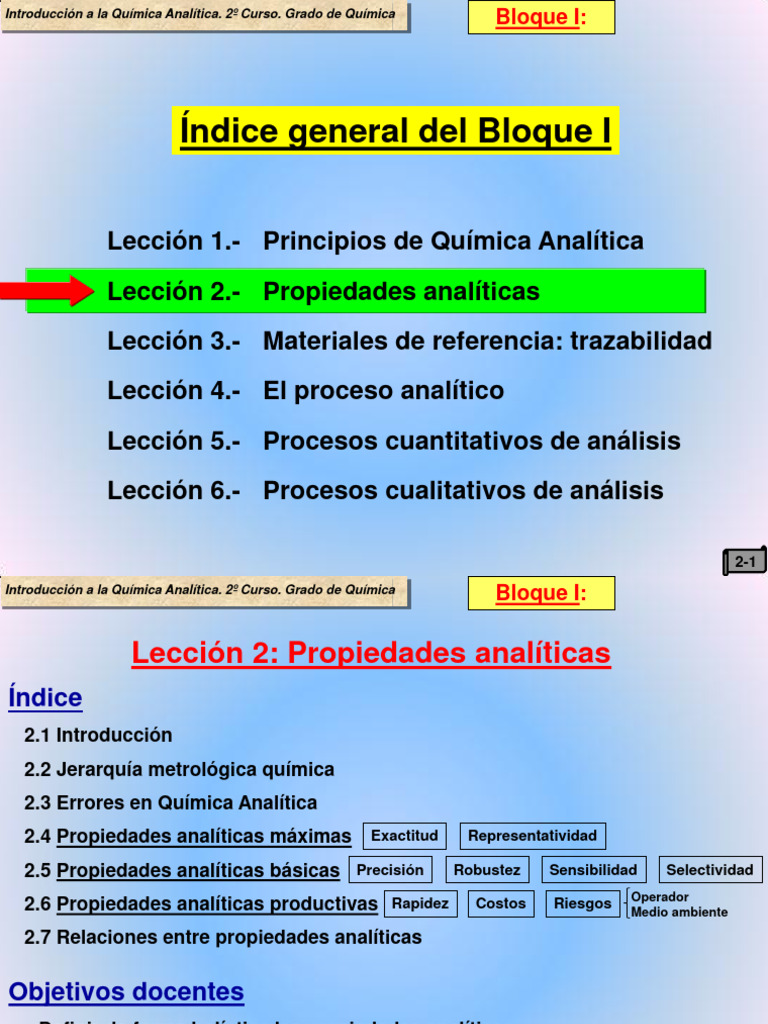 Bloque I - Lección 2 | PDF | Exactitud y precisión | Química analítica