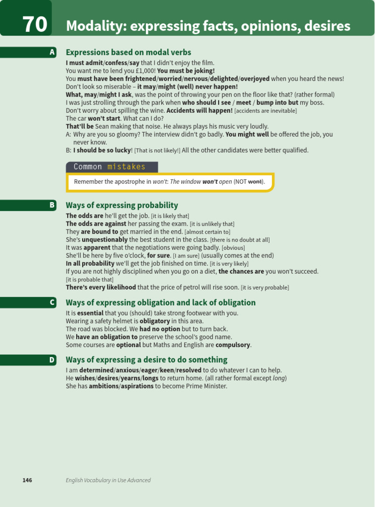 Modality - Expressing Facts, Opinions, Desires | PDF | Language Arts ...