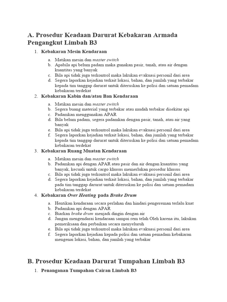 SOP Tanggap Darurat LB3 | PDF