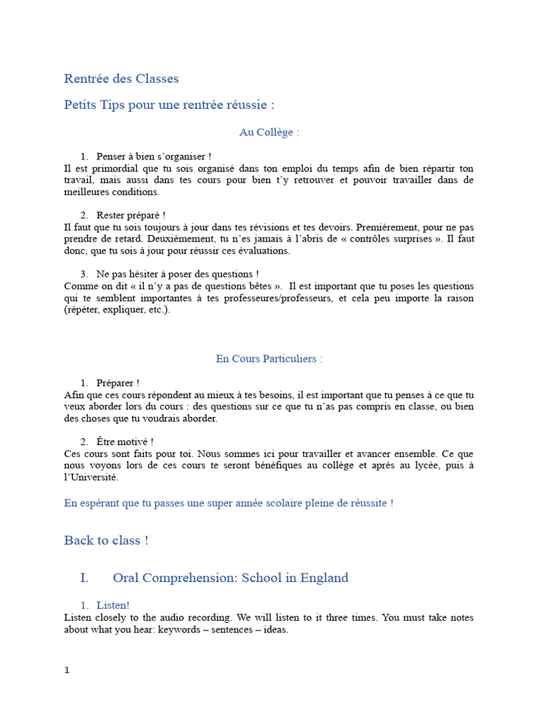 Conjugaison & Rentrée - Rappel Des Temps | PDF | Syntax | Semantic Units