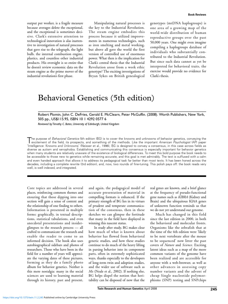 Behavioral Genetics (5th Edition) | PDF | Genetics | Single Nucleotide ...