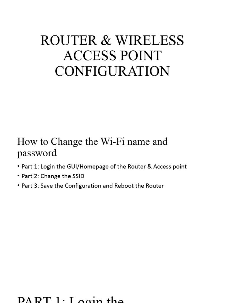Router & Wireless Access Point Configuration | PDF