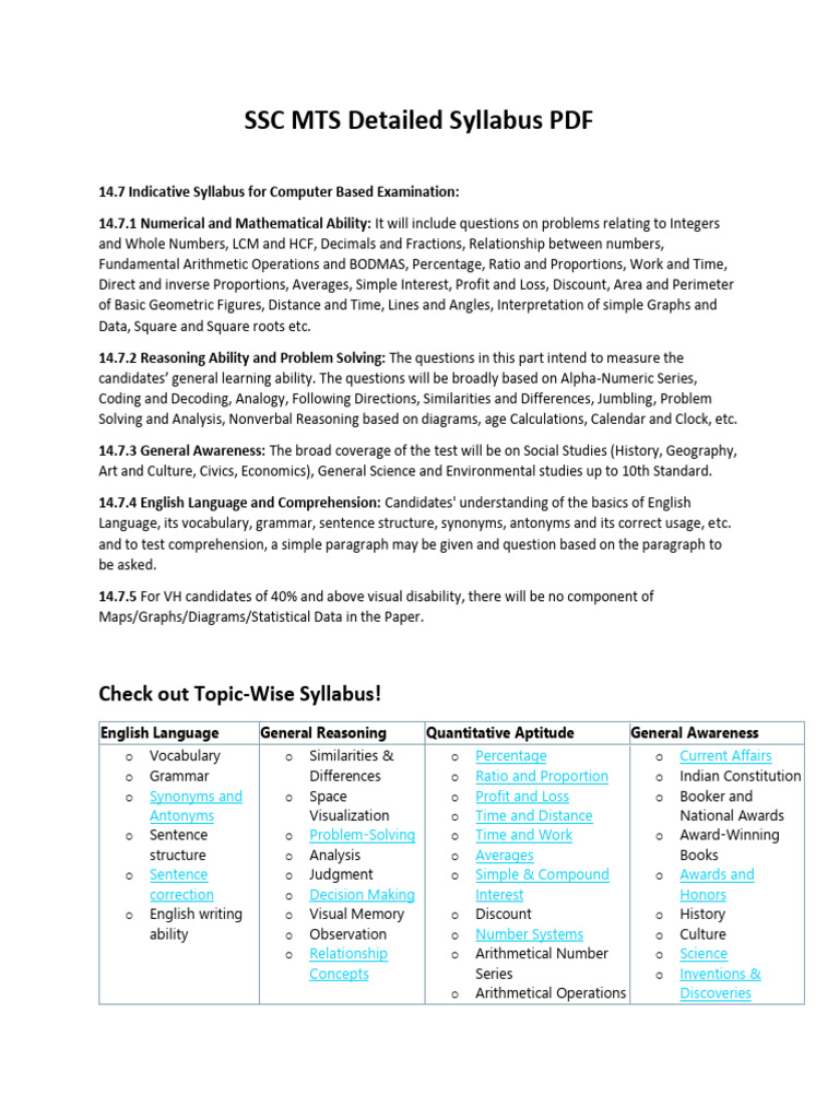 SSC Mts Syllabus PDF 9568a4ed | PDF | Arithmetic | Numbers