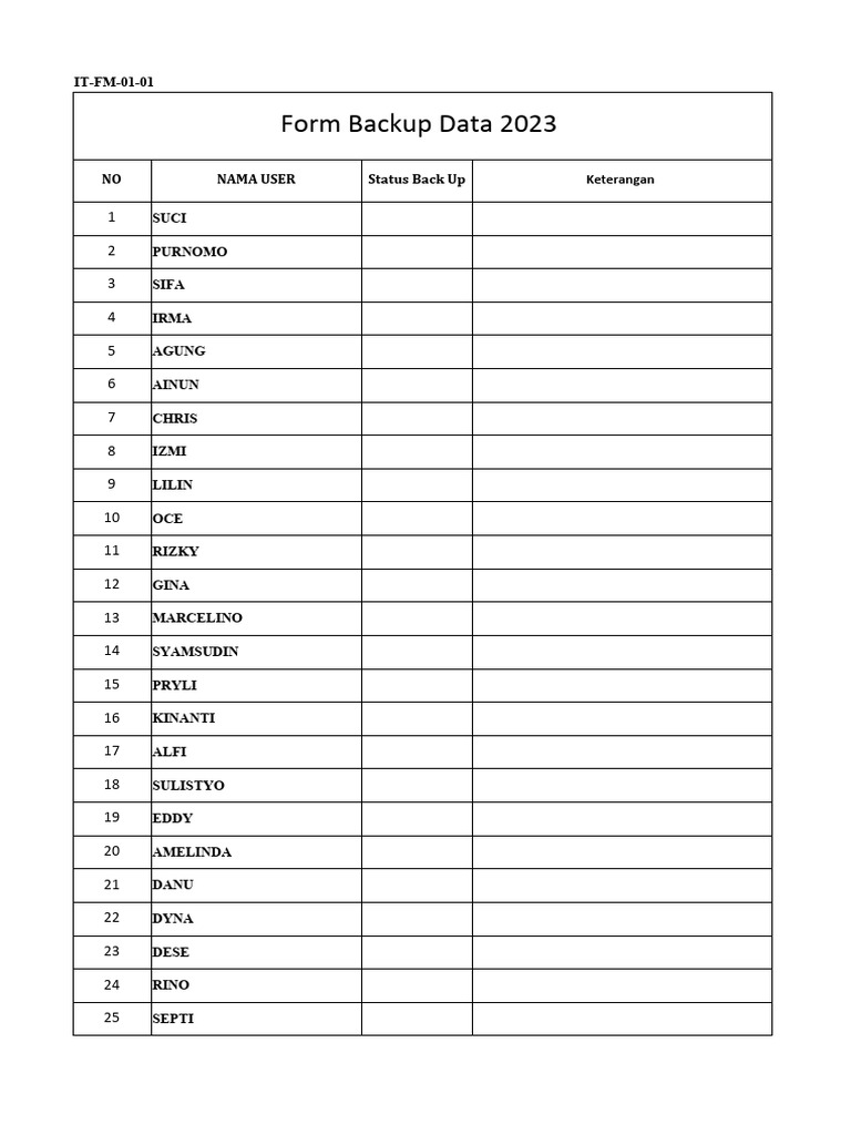2023 User Backup Data Form | PDF