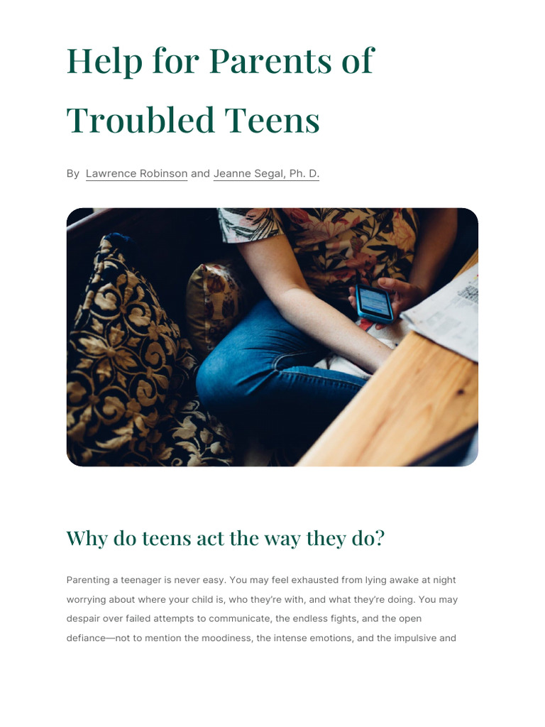 Help For Parents of Troubled Teens | PDF | Adolescence | Anger