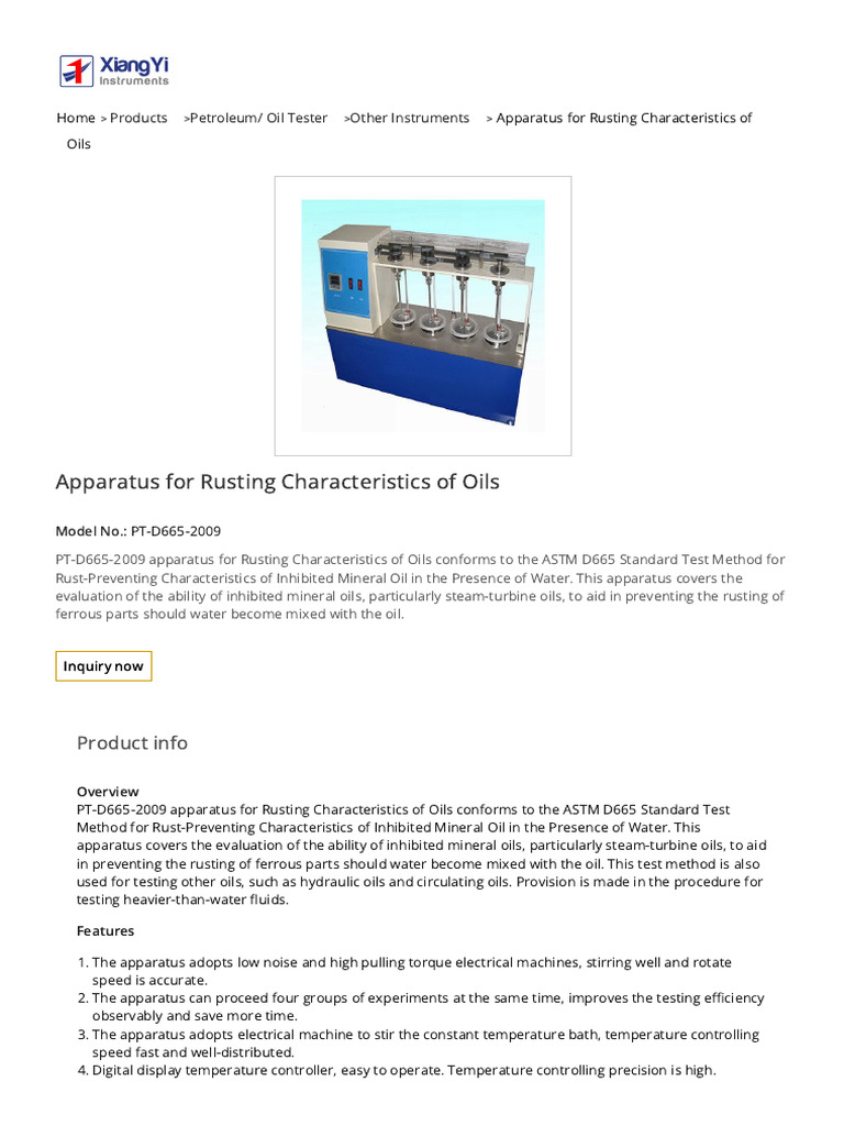 Apparatus For Rusting Characteristics of Oils | Download Free PDF ...