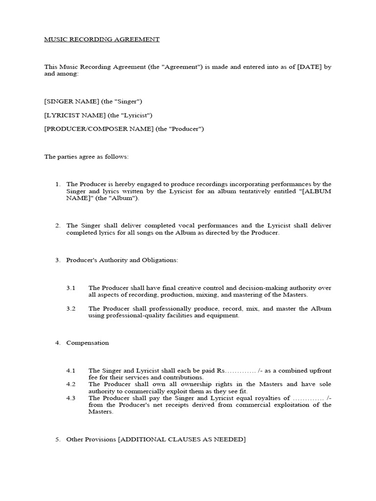 Music Recording Agreement | PDF | Property Law | Common Law