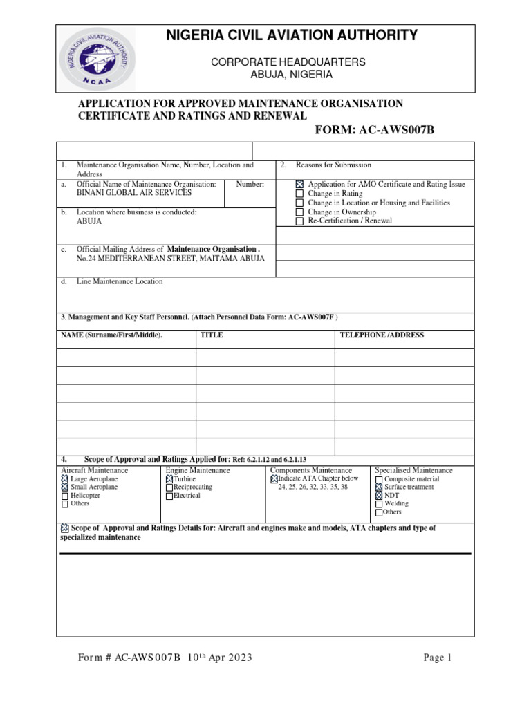 FORM AC-AWS007B | Download Free PDF | Airplane | Aviation