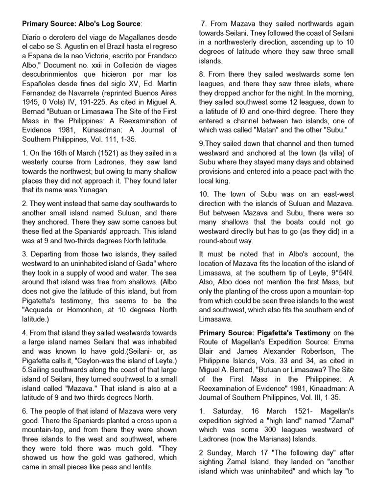 First Mass in The Philippines Primary Source | PDF | Age Of Discovery