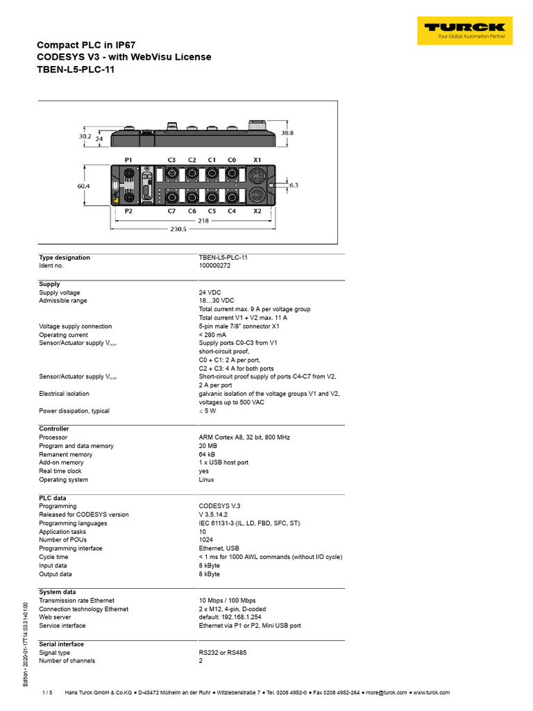 TBEN-L5-PLC-11 Datasheet - Edb 100000272 GBR en | PDF | Usb | Electronics