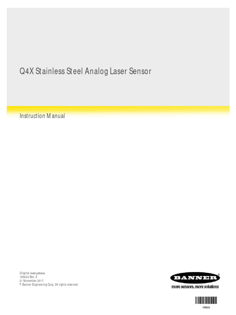Q4X Analog Laser Sensor - Instruction Manual - 185624 | PDF | Sensor ...