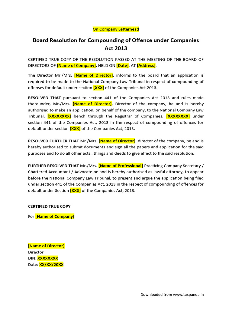 Board Resolution: Compounding Offence | PDF | Law