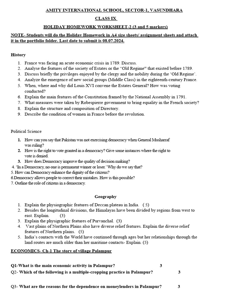 a62c4_class Ix Hhw Worksheet-2 | Download Free PDF | Democracy ...
