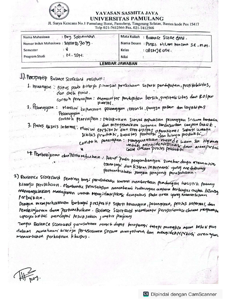 UTS - Balance Scorecard - Roy Setiawan - Compressed | PDF