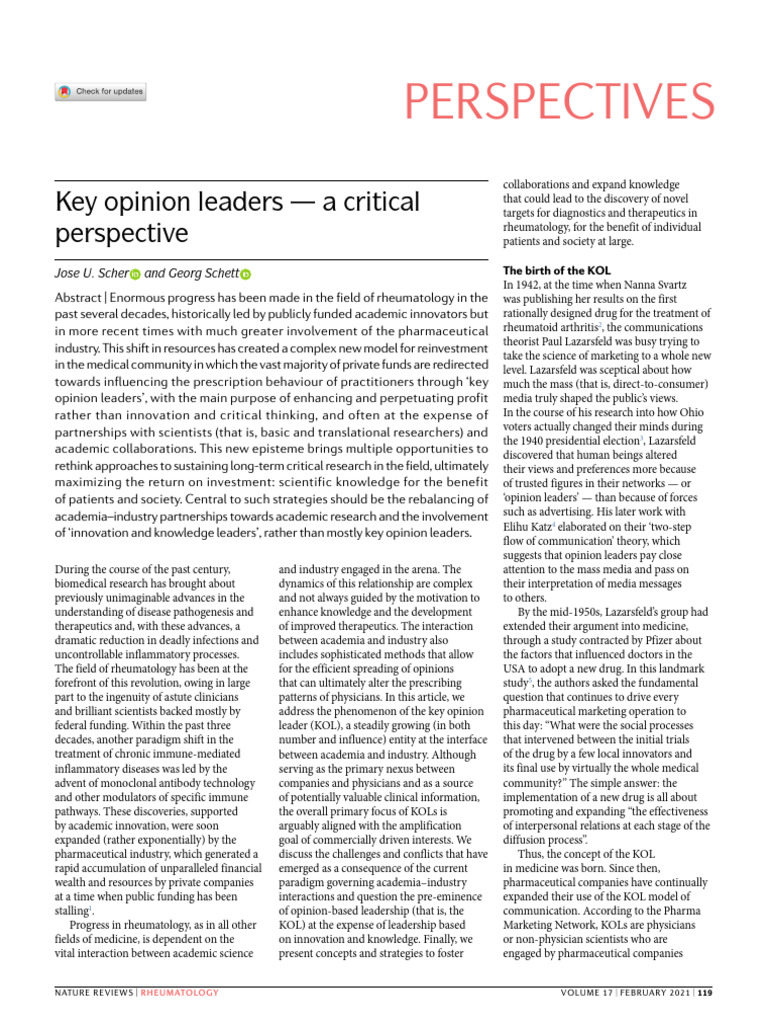 Perspectives: Key Opinion Leaders - A Critical Perspective | PDF ...
