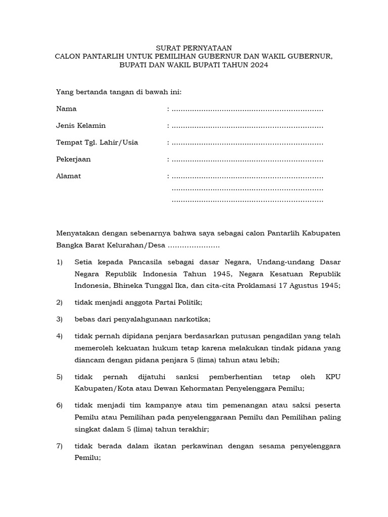 Formulir Pernyataan Pantarlih | PDF | Hukum