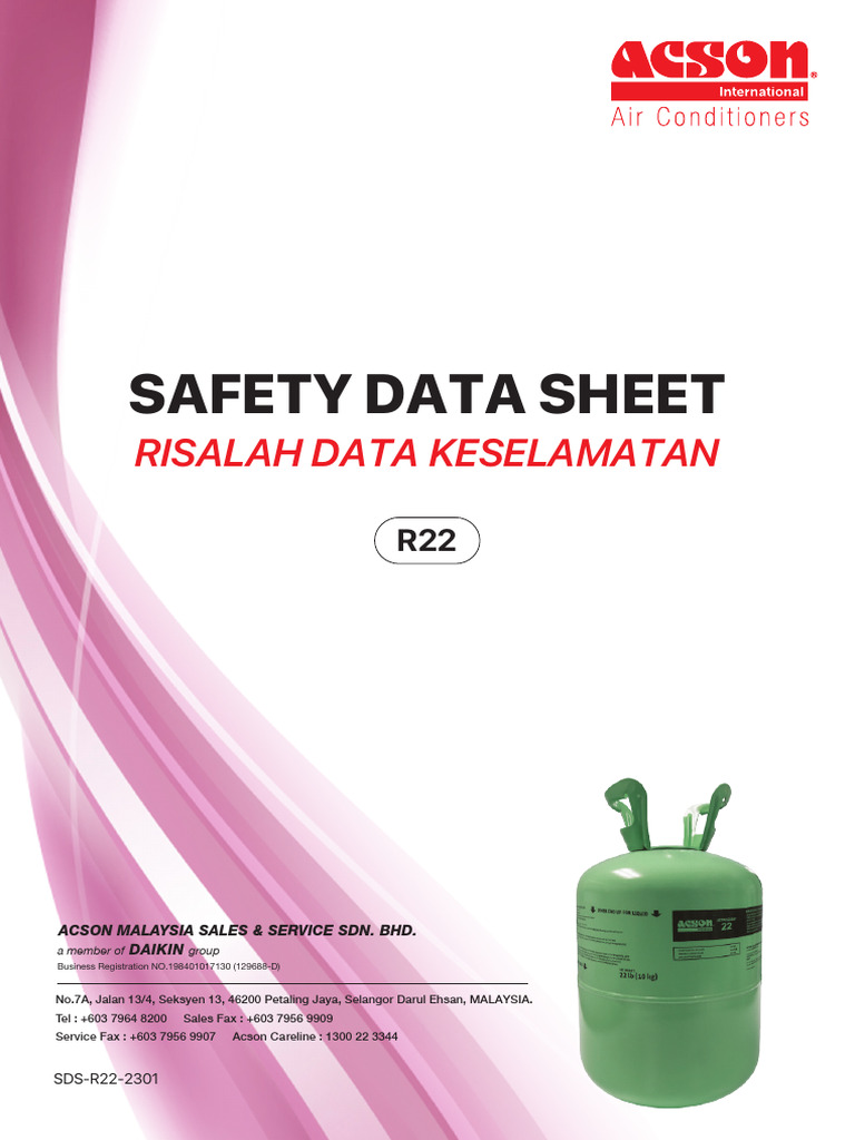 Acson Refrigerant SDS R22 2301 (3MAR2023) | PDF