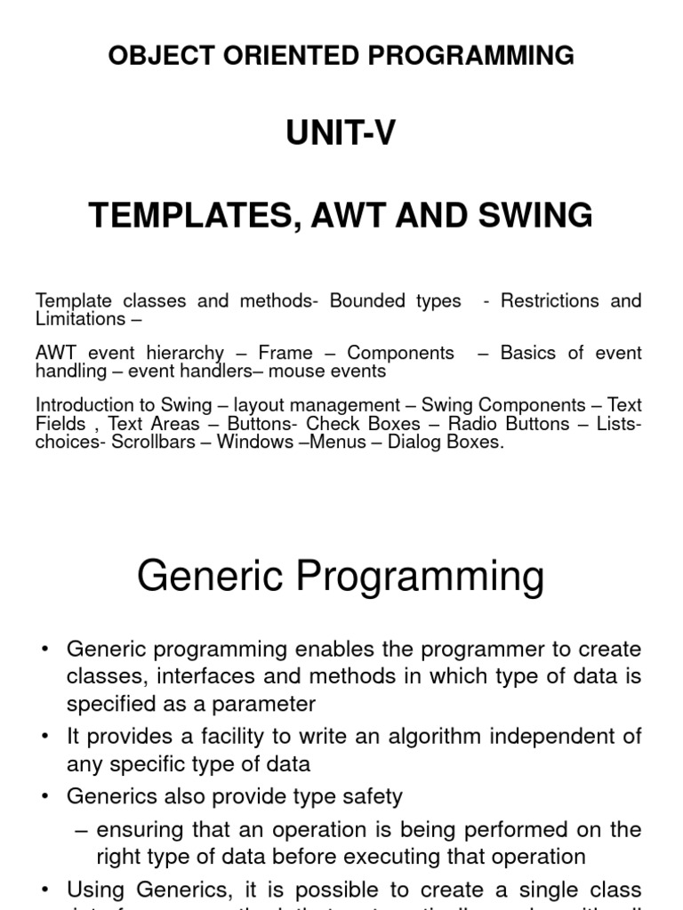 Unit 5 Ppt 20cs3102 Oops Pdf Class Computer Programming Computer Programming