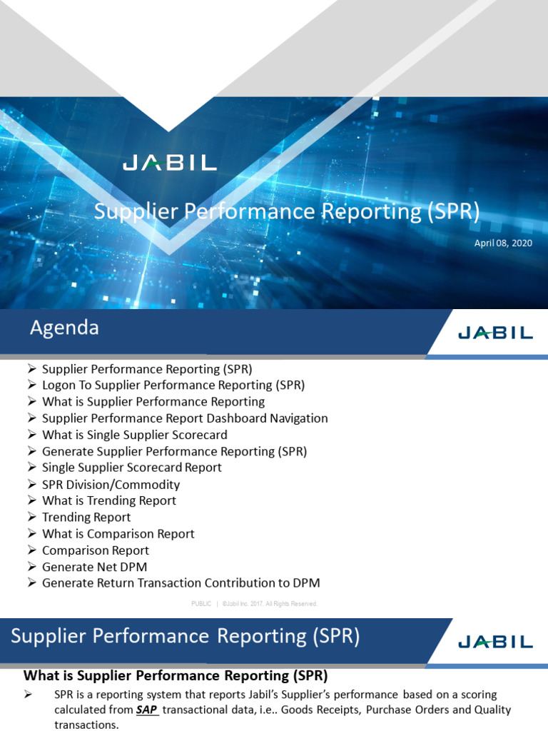 Supplier Performance Report SPR System Manual For Supplier | PDF ...
