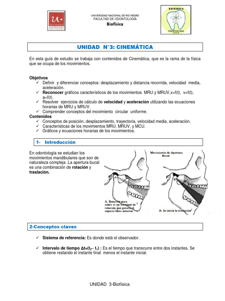 Unidad N°3 Cinematica Material Teórico | PDF | Cinemática | Velocidad